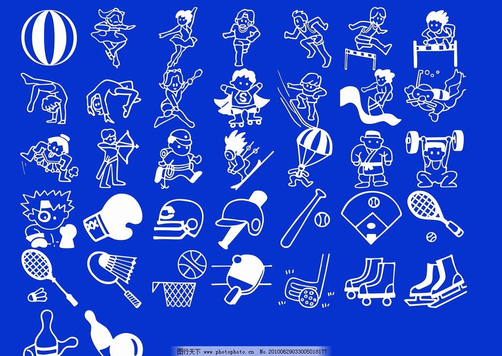各种运动简笔画图片_效果元素_设计元素-图行天下素材网